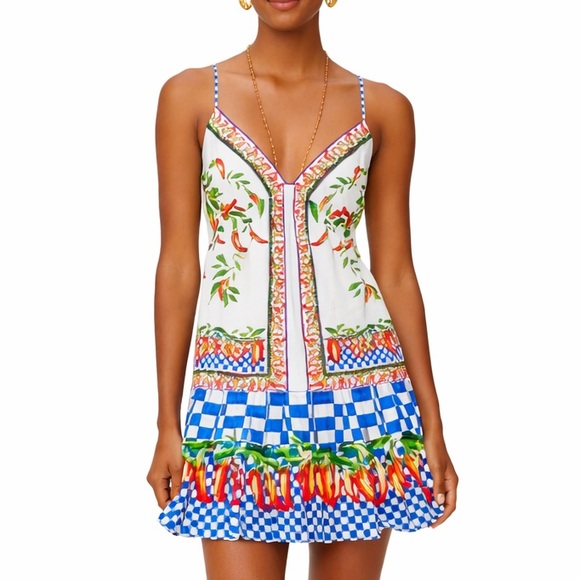 FARM Rio | Dresses | New Farm Rio Picnic Peppers Ainika Offwhite Mini ...